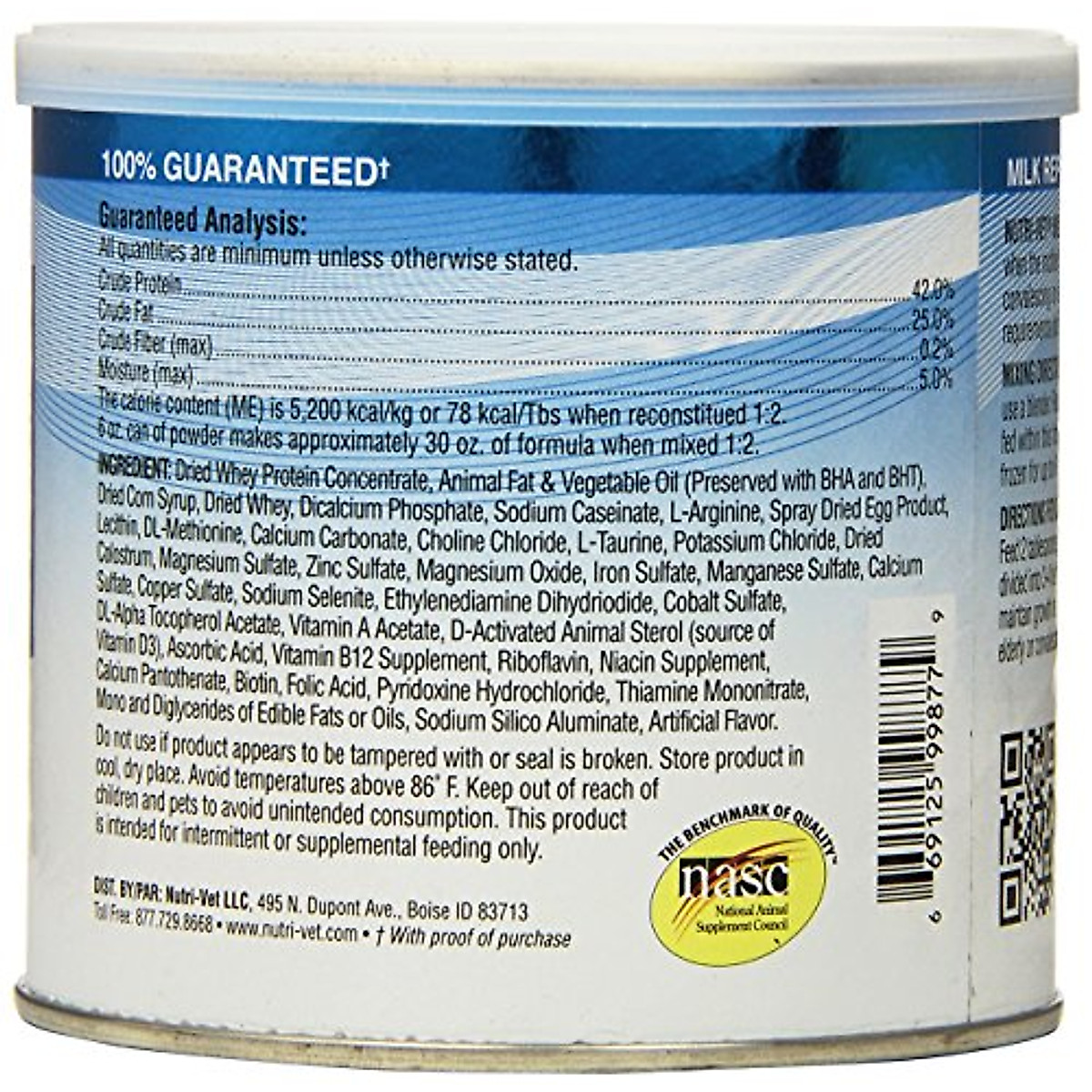 Nutri-Vet Milk Replacement with Probiotics for Kittens | Provides Balanced Essential Nutrition | 6 Ounces