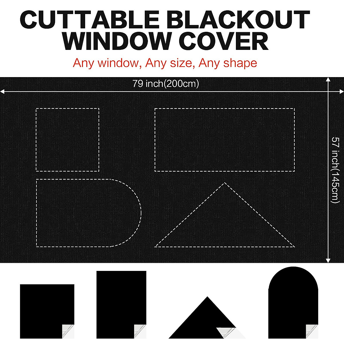 POYEE 79" x 57" Blackout Shades 100% Portable Blackout Blinds Temporary Window Curtains No Drill DIY Cut to Size for Kids and Baby Nursery, Bedroom, Living Room, Travel RV Car Dorm Room