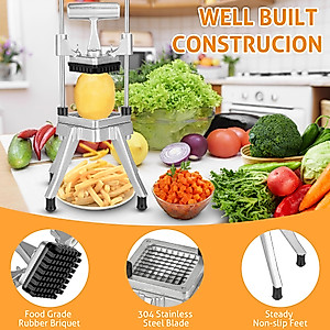 WICHEMI Commercial Vegetable Chopper Dicer Commercial Onion Dicer Cutter Stainless Steel Vegetable Fruit Chopper French Fry Cutter Heavy Duty Food Dicer Chopper for Potatoes Peppers Mushrooms (3/8")