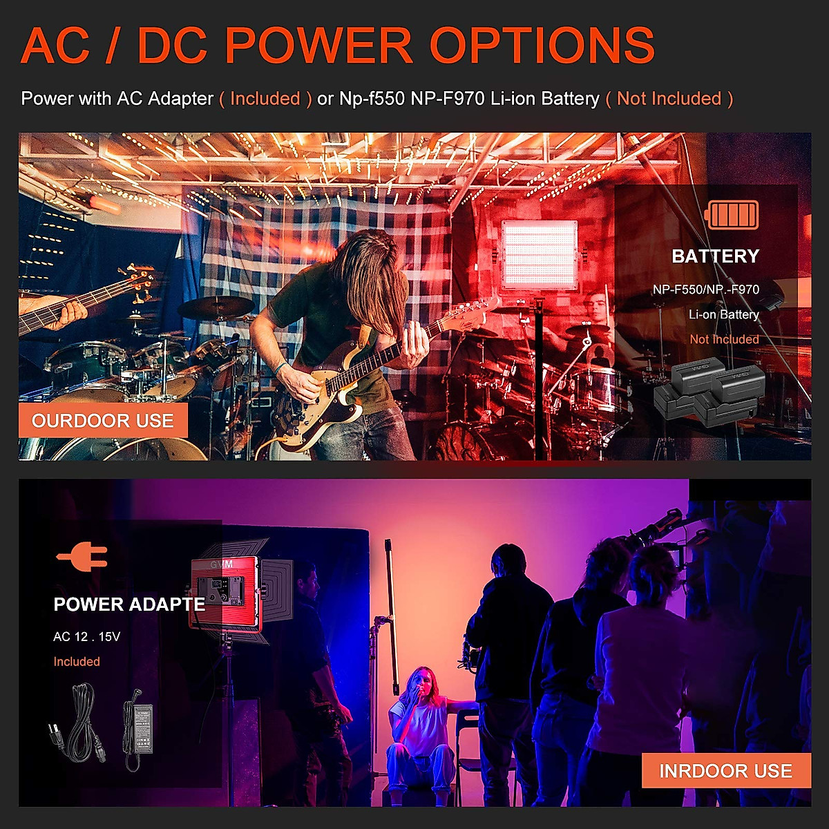 GVM 1200D RGB LED Video Light, 50W Video Lighting Kit with APP Control, 3200K-5600K Photography Lighting kit for Studio, Aluminum Alloy Shell,CRI 97