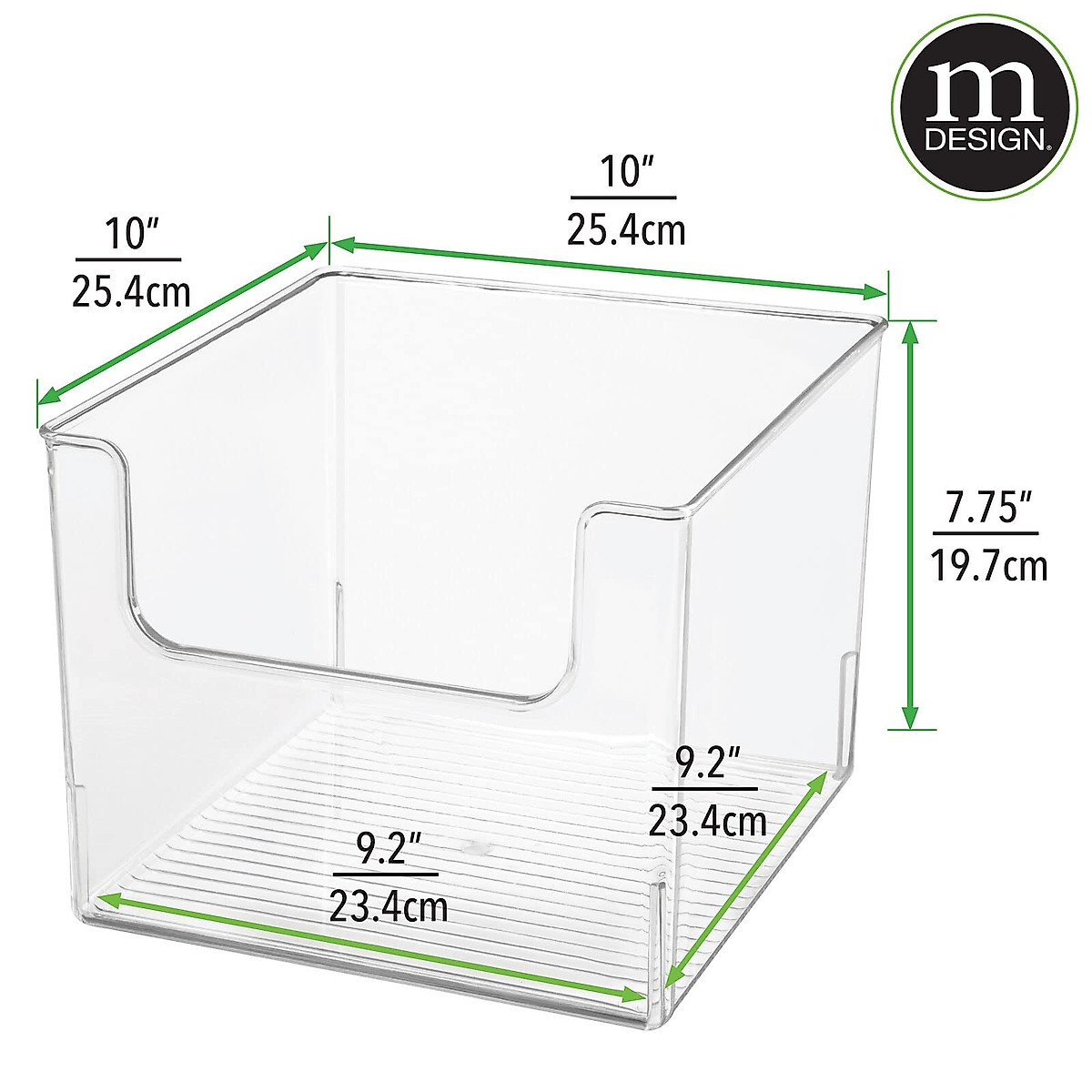 mDesign Deep Plastic Home Storage Organizer Bin - Container for Bathroom - Open Front Design - 8 Bins + 32 Labels - Clear