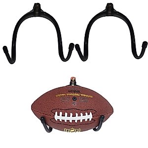 Pmsanzay （2 Pack） W-Type Claw Rack — Universal Football Holder Rack for All Football Wall Mount Sports Ball Holder Ball Rack Storage Football Display Ball Stand Steel Black -No Ball Included