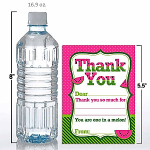 Pink Watermelon Sweet Celebration Birthday Thank You Notes, Ten 4" x 5.5" Fill In The Blank Cards with 10 White Envelopes by AmandaCreation