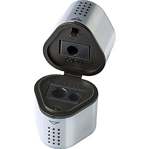 Faber-Castell Grip Trio Pencil Sharpener - Grey, 3-in-1 Artist Pencil Sharpener, Manual Handheld Sharpener for Colored Pencil, Jumbo and Graphite Pencils