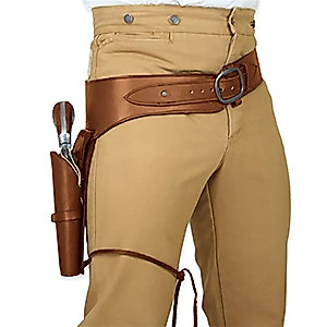 Wensuny Wild West Hip Gun Belt Holster Old Western Cowboy Leather Pistol Revolver Holder Fast Draw Rig Pirate Cosplay Gear for Men Women (Color : Brown Belt Holster)