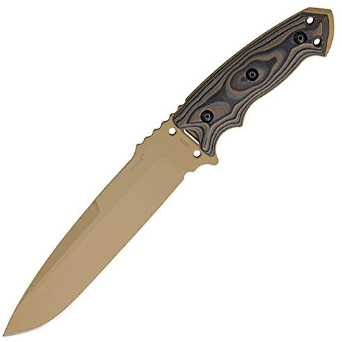 Hogue 35153 Hunting Knife Fixed Blade Ex F01 7 0 in Drop Point Scales Dark earth, one size, count of 2