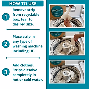 Planet A (60 Loads) Fresh Linen - Laundry Detergent Soap Sheets - Plastic Free - Hypoallergenic Eco Friendly Wash - No Liquid Great for Travel Cleaning Strips