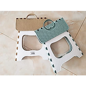 QSYW Folding Step Stool Compact Plastic Foldable Step Stool Holds Up to 300 lbs,12 inches,30cm,Non-Slip(Brown) 1PCS