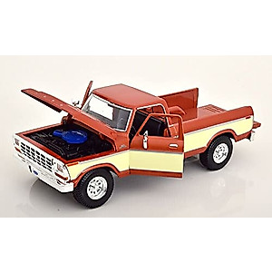 Maisto - 1/18 Scale Model Compatible with Ford Replica Miniature Model Classic Vintage Collectible F150 Pick-up 1979 (Brown)