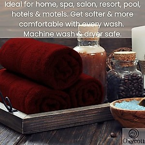 Oxycott 100% Cotton Set of 2 Bath Sheets Oversized 35x70 - Hotel Quality Luxury Set Bath Sheet Towels for Bathroom - Ultra Soft Absorbent Quick Dry Durable Extra Large Bath Sheets 2 Pack Burgundy