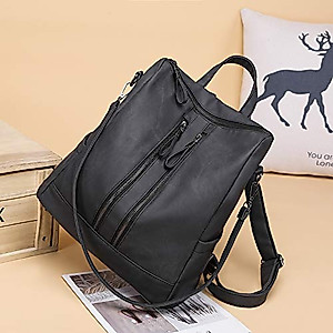 Leather Fashion Backpack Purse for Women Convertible Large Designer Travel Ladies Casual College Shoulder Bag(black), 11.8(L) X5.9(W)X12.2(H) inch