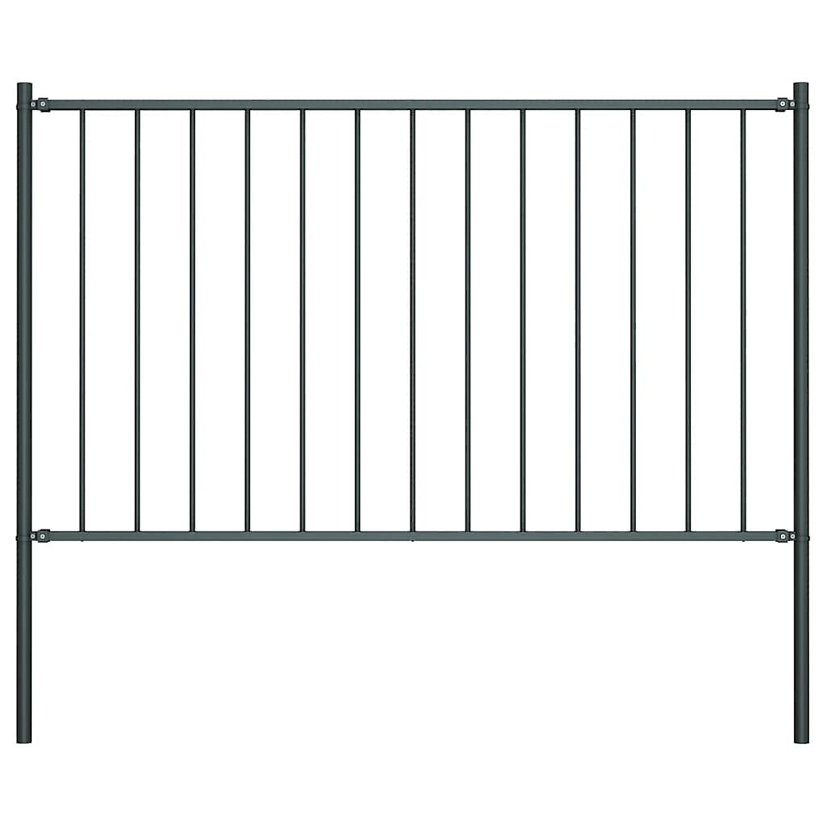 Fence Panel with Posts Powder-Coated Steel,Garden Fence,Steel Fence Panel,Outdoor Residential Fencing for Yard and Garden, Multi-Purpose Metal Animal Fence 5.6'x3.3' Anthracite