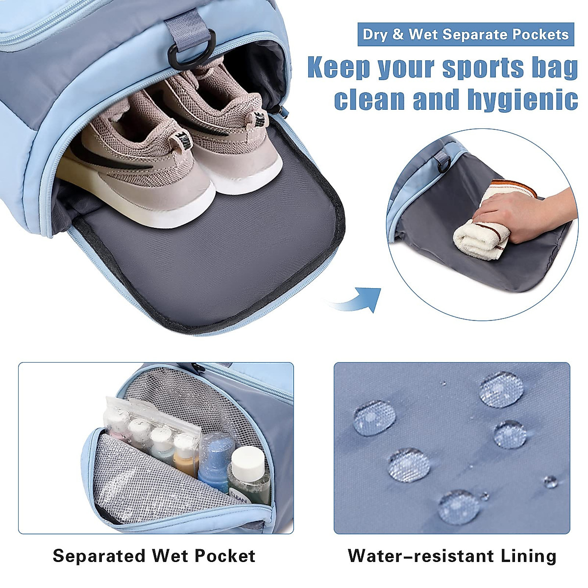 ACESAK Gym Bag for Women - Small Sports Duffle Bag with Shoes Compartment & Wet Pocket - 28L Gym Accessories Backpack Workout Bag Waterproof Carry On Rucksack Daypack