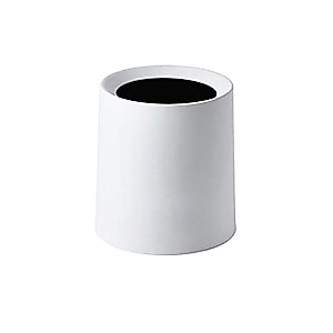 ESASAM Trash Bin， Desktop Plastic Trash Can for Family，Small Size，Beautiful Appearance，with Liner（White,Blue,Pink） (Color : White)