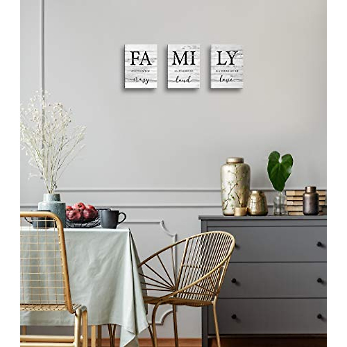 Family Wall Decor, Rustic Farmhouse Decor for The Home Art, Inspirational Canvas Print Framed, 3 panels Each Size 12x16inch