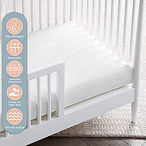 Pizuna 400 Thread Count Cotton Crib Fitted Sheet 3pc, 100% Long Staple Cotton White Crib Sheets Luxurious Sateen Weave All Around Elastic Deep Pocket Kids Bed Sheet (100% Cotton White Crib Bed Sheet)