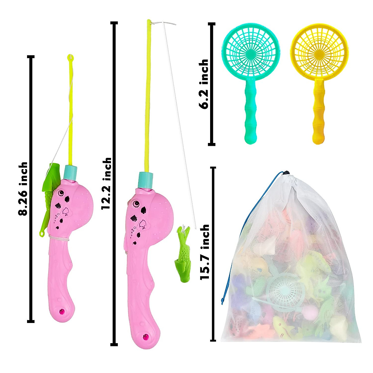 Boopel Magnetic Fishing Toys, Water Pool Games for Kids,Bathtub Bath Game Set for Toddlers with 50 Fish 2 Fishing Rod and 2 Nets Pool Fishing Game for Boys Girls Age 3 4 5 6 7 8