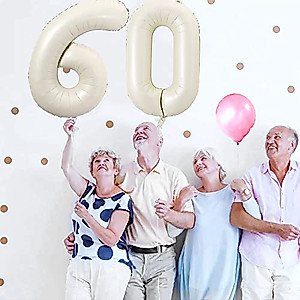 MJartoria Bundle 40 Inch Cream White 31 Number Balloons 31st Birthday Foil Balloon Large Digital Balloon for Birthday Party Wedding Anniversary Baby Shower Decorations