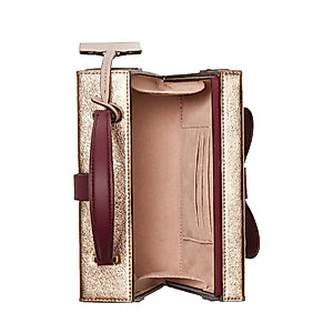 Kate Spade Wrapping Party Ribbon Bow Gift Box Crossbody Purse Rose (Gold Wine)