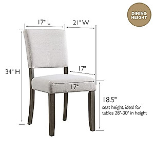 Leick Home 10186BB/HG Upholstered Back Dining Chair with Wood Base, Set of 2, for Dining Room, Blackbean and Heather Gray