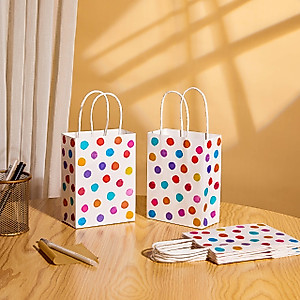 SUNCOLOR 25 Pieces 6" Mini Goodie Bags Small Gift Bags with Handle for Party Favor Bags (Polka Dot)