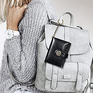 Travelambo Rfid Wallet Women Leather Bifold Compact Small Wallet for Women (Black)