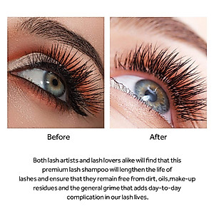 Eyelash Extension Cleanser Kit with Lashes Makeup Brush Tool-50ML Daily Foaming Eyelash Extension Shampoo/Wash for Extensions and Natural Lashes Shampoo