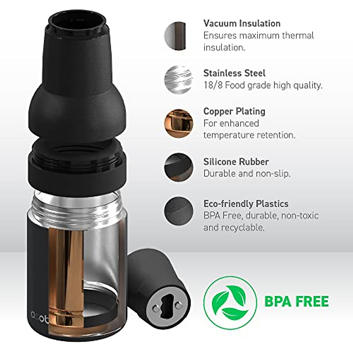 Asobu Frosty Beer Holder 2 Go Vacuum Insulated Double Walled Stainless Steel Beer Can and Bottle Cooler with Beer Opener Eco Friendly and Bpa Free (Smoke)