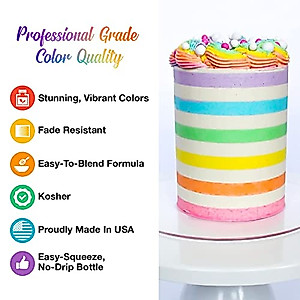 Chefmaster - Neon Liqua-Gel Food Coloring - Fade Resistant Food Coloring - 6 Pack of 20ml Bottles - Stunning, Vivid Colors with Lightweight and Easy-To-Blend Formula - Made in the USA