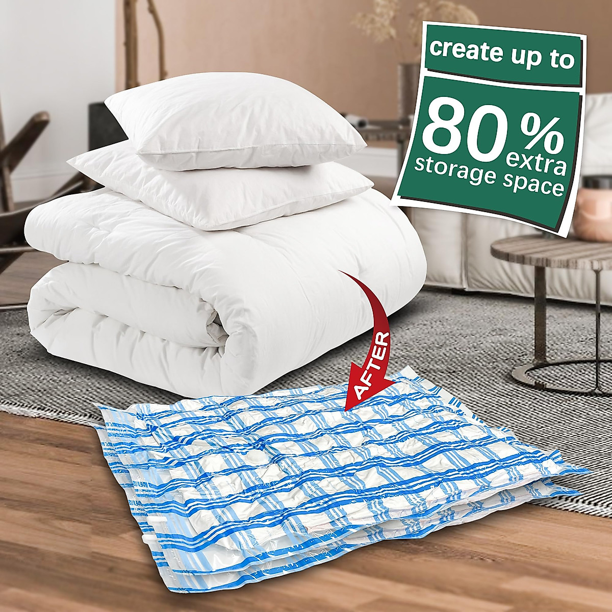 12 Jumbo Vacuum Storage Bags, Space Bags Vacuum Seal Bags for Clothes, Clothing, Comforters and Blankets