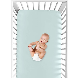 Sweet Jojo Designs Solid Aqua Blue Baby or Toddler Fitted Crib Sheet for Mountains Collection by