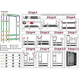 ASSICA Portable Wardrobe Durable Clothes Closet Non-Woven Fabric Storage Organizer with Three Drawer Boxes and Hanging Rack- Easy to install, Not for outside use, 44.5" x 18.0" x67.0" (Gray)