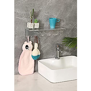 LikeU 4 PCS Clear Acrylic Floating Shelves Display Ledge,5 MM Thick Wall Mounted Storage Shelf with Detachable Hooks for Entryway/Living Room/Kitchen or Office 15.8 Inch Damage Free Bathroom Shelves