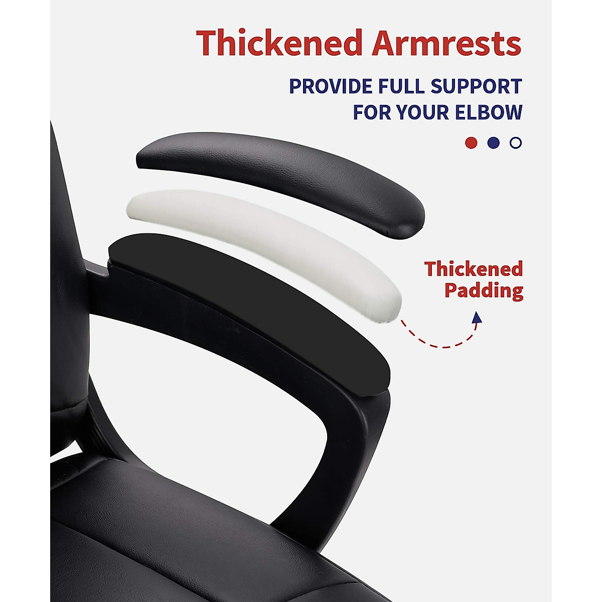 CLATINA Mid Back Leather Office Executive Chair with Lumbar Support and Padded Armrestes Swivel Adjustable Ergonomic Design for Home Computer Desk