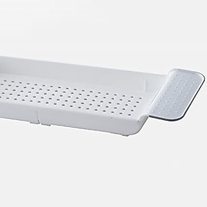 Wusteg Expandable Bathtub Tray Retractable Sink Drain Rack Plastic Bath Caddy Holder Bath Shelf Shower Organizer Bath Stand Multi-Functional for Bathroom Kitchen