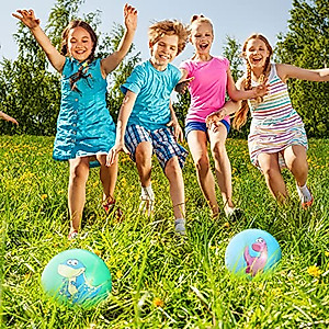 Sratte 15 Pcs 9 Inch Balls for Toddlers 1-3 Cute Dinosaur Inflatable Bouncy Beach Balls for Kids with Pump for Indoor Outdoor Beach Playground Backyard Pool Games