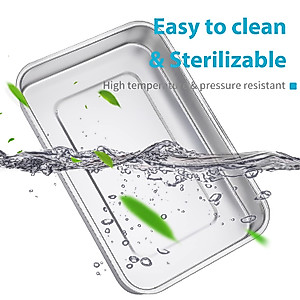 Medical Surgical Trays Stainless Steel Dental Instruments Tray Organizer Holder Sterilization Plate Trays boxs with Lid & Handle Grip 2 Sizes…