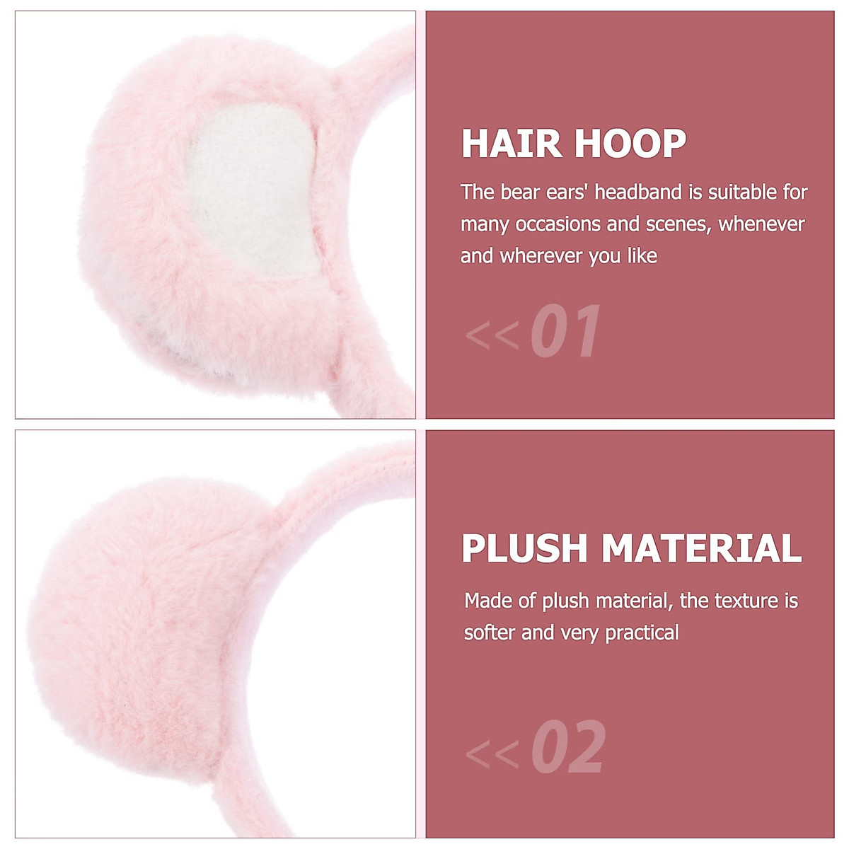 Lurrose Spa Headband Ears Headband Fluffy Ears Hairband Animal Ears Headwear for Makeup Washing Face Cosplay Party, White Headbands