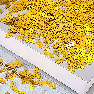 500Pcs Confetti Craft Sign, Money Sign Gold Money Sign Sequins, Glitter Gold Money Sign, Table Scatters Throwing Confetti for Casino Wedding Party Baby Bridal Shower Decorations Golden