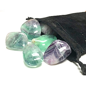 Zentron Crystal Collection: Natural Grade A Large Tumbled Rainbow Fluorite - Polished Authentic Wholesale Gemstones for Healing, Wicca, Reiki (1/2 Pound)