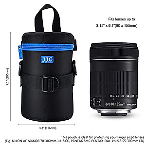 JJC Deluxe Lens Case Pouch for Canon EF 75-300mm f4.5-5.6/EF 24-105mm f4L/EF 16-35mm F4L/EF 100mm f2.8L,Nikon AF-S 24-70mm f2.8/16-35mm f4G/70-300mm f4.5-6.3G and Other Lens Below 3.15" x 6.1"(D x L)