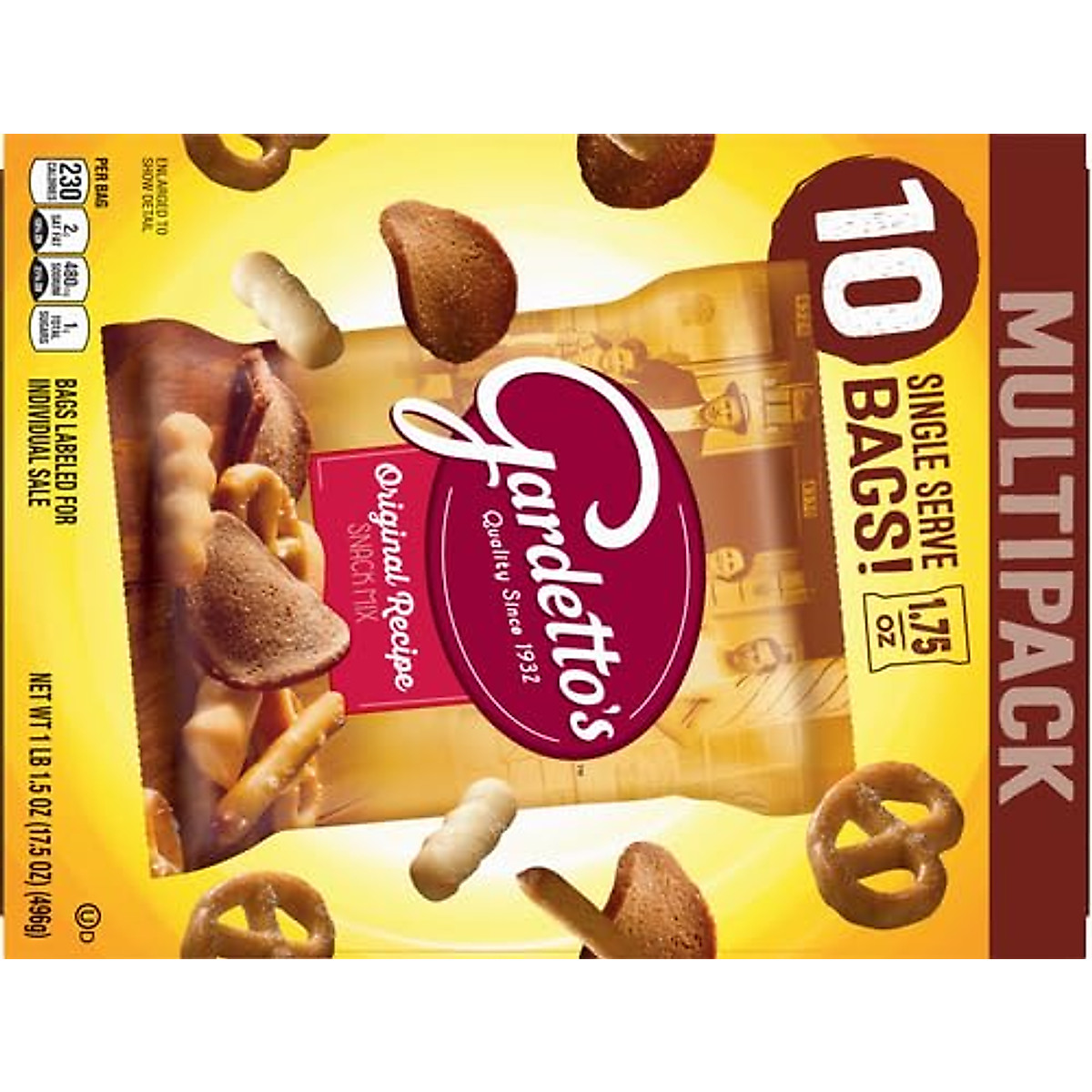 Gardetto's Snack Mix, Original Recipe, Multipack Snack Bags, 1.75 oz, 10 ct