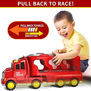 Bennol Toddler Trucks Toys for Boys Age 1-3 3-5, 5 in 1 Fire Car Truck Bus for Toddlers Boys Girls 1 2 3 4 5 6 Years Old, Toddler Boy Toys Christmas Birthday Gift Car Sets with Light Sound