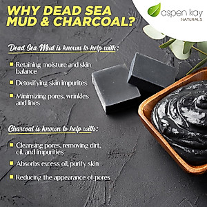 Aspen Kay Naturals Handmade Dead Sea Mud Soap Bar, Activated Charcoal & Pure Essential Oils, 4.5 oz Bar