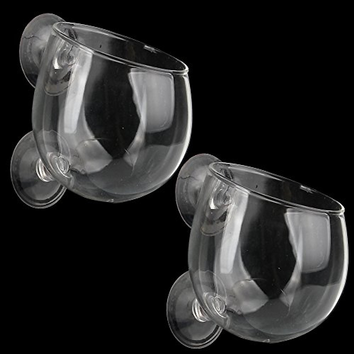 Senzeal 2X Crystal Glass Aquatic Plant Cup Pot with 4X Suction Cups for Fish Tank Aquarium Aquascape