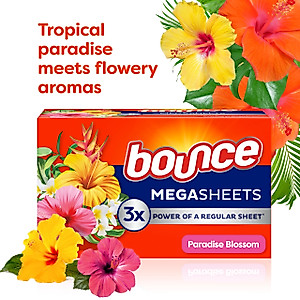 Bounce Mega Dryer Sheets, Paradise Blossom, 180 Count, Bounce Dryer Sheets