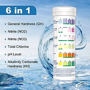 Aquarium Test Strips - Ammonia Test Kit for Aquarium - DIP & GO 6 in 1 Aquarium Water Test Kit for Freshwater, Fish Tank Water Testing Kit, 100 Strips
