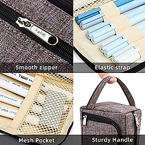 KALIDI Large Pencil Case Big Storage Pencil Bag Pouch Simple Pen Case Bag with Zipper, Portable Marker Stationery Bag School Organizer Pouch Office College Students Teens Girls Boys, Dark Grey