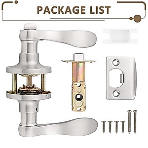 Probrico 10 Pack Privacy Door Lever Thumb Turn Lock on The Inside, Locking Door Handle Set for Bedroom & Bathroom Doors,Keyless Satin Nickel Finish Wave Door Lock, Reversible Right & Left Side Handed