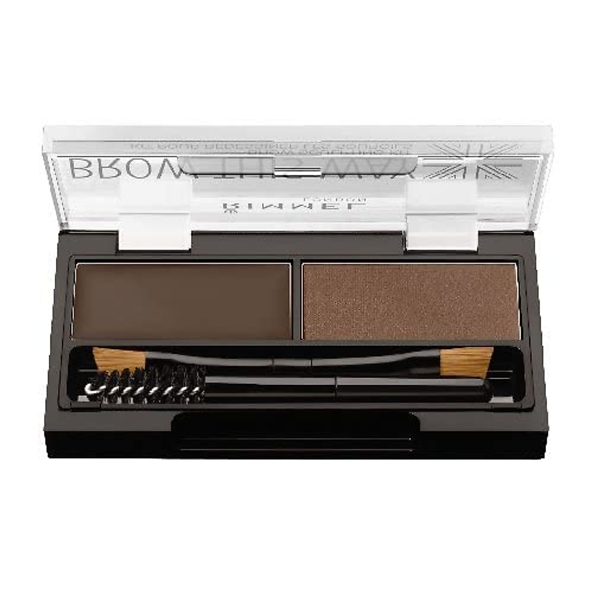 Rimmel London Brow This Way Eyebrow Sculpting Kit, Powder & Wax Duo for Ideally Groomed Brows, Dark Brown, 2.4 g